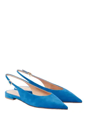 GIANVITO ROSSI Suede Slingback Flats - Blue