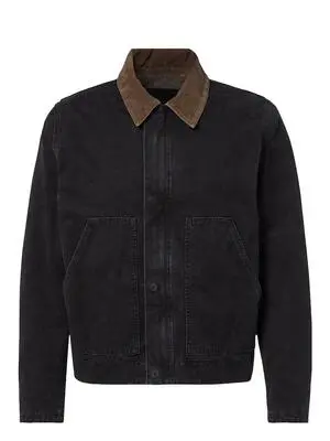 Saint Laurent Corduroy-trimmed Cotton Canvas Jacket - Black