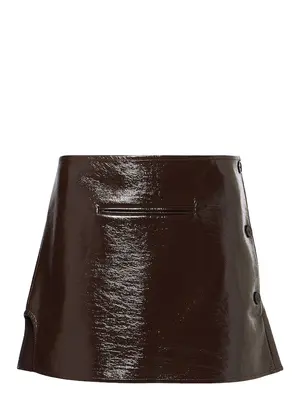 COURREGES Courrèges Coated Cotton-blend Miniskirt - Brown
