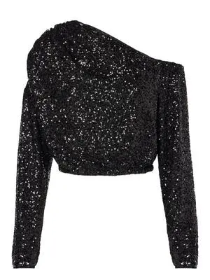 Diane Von Furstenberg Belle Sequined Asymmetric Top - Black