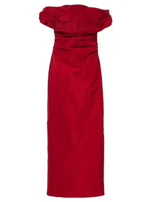 Staud Andrea Taffeta Midi Dress - Red