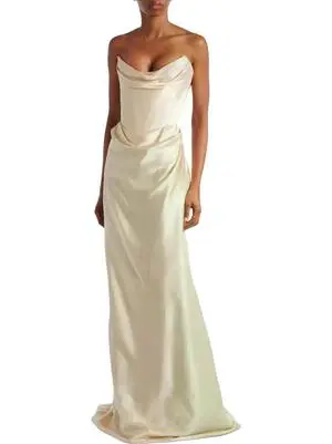 VIVIENNE WESTWOOD Galaxy Draped Bustier Gown - Beige