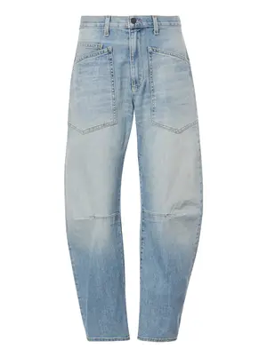 NILI LOTAN Shon High-rise Barrel-leg Jeans - Blue