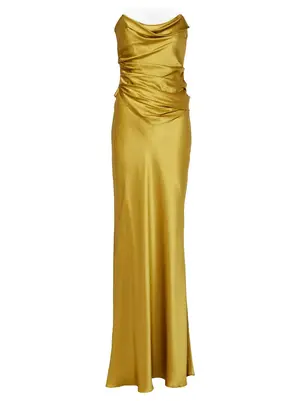THE SEI Silk Satin Bustier Gown - Yellow