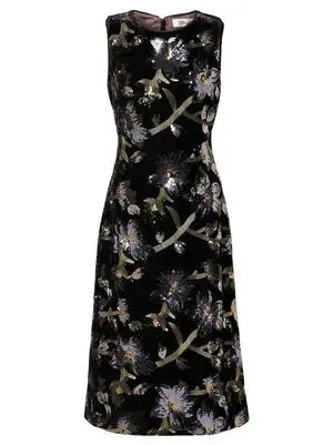 Diane Von Furstenberg Sequined Floral Midi Dress - Black