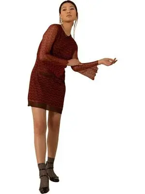 Hale Bob Hale Bob Madelynn Lurex Knit Mini Dress Burgundy / Red