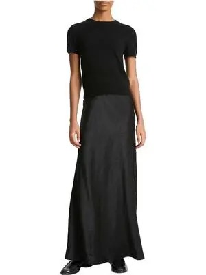 Vince Wool And Cashmere Blend Short Sleeve Sweater - Black