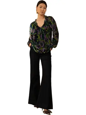 Hale Bob Charleigh Velvet Burnout Top - Green