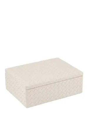 BEY-BERK Anastasia Woven Leather Trinket Box - Cream