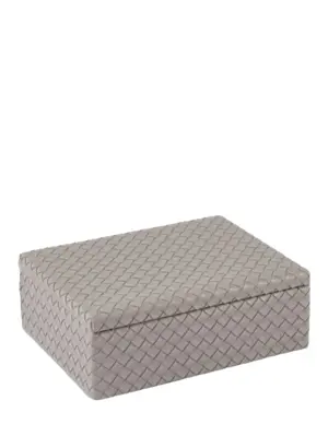 BEY-BERK Anastasia Woven Leather Trinket Box - Grey