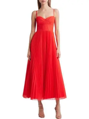 HUTCH Hutch Corset Pleated Maxi Dress Red