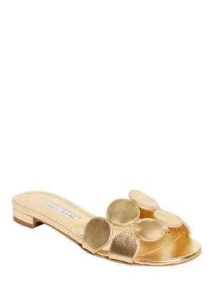 Manolo Blahnik Haribal Slide Sandal - Metallic Gold