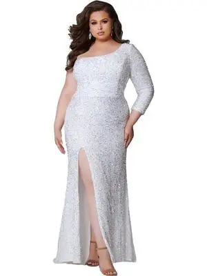 SYDNEY'S CLOSET One-shoulder Sequin Gown - Pearlescent