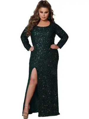 SYDNEY'S CLOSET Long Sleeve Sequin Gown - Hunter