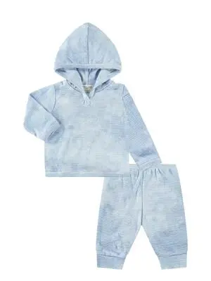 PAIGELAUREN Stripe Hoodie & Joggers Lounge Set - Blue