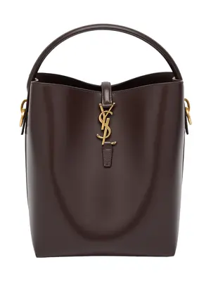 Saint Laurent Le 37 Small Leather Bucket Bag - Chocolate
