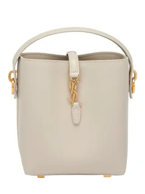 Saint Laurent Le 37 Mini Leather Bucket Bag - White