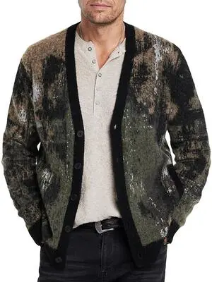John Varvatos Dio Regular Fit Jacquard Cardigan Sweater - Teakwood