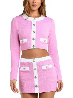 L'Agence Adaline Color Blocked Cardigan - Blush