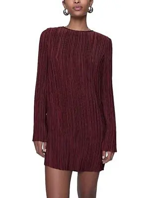 Rebecca Minkoff Iris Pleated Long Sleeve Mini Dress - Lacquer