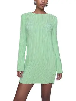 Rebecca Minkoff Iris Pleated Long Sleeve Mini Dress - Matcha