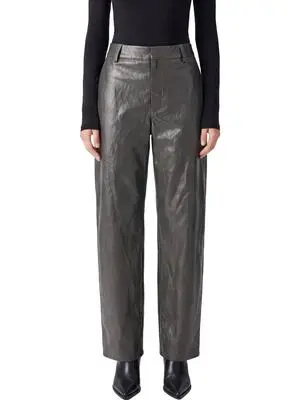 Federica Tosi Mid-rise Faux Leather Trousers - Grey
