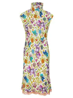 Shanghai Tang Silk Floral-print Dress - White