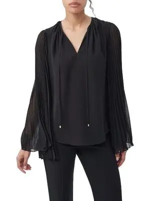 Trina Turk Pleated Blouse - Black