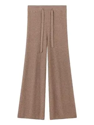 GOBI MONGOLIAN CASHMERE Textured Knit Cashmere Pants Taupe