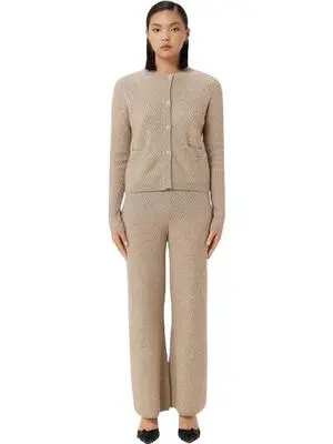 GOBI MONGOLIAN CASHMERE Textured Knit Cashmere Pants - Warm Grey
