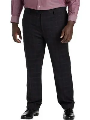 OAK HILL BY DXL Waist-relaxer Plaid Dress Pants - Black Purple