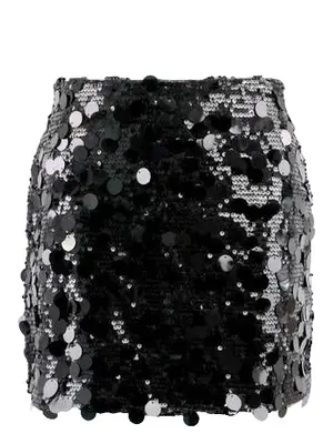 LOLA + THE BOYS Magic Paillette Mini Skirt Black