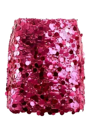 LOLA + THE BOYS Magic Paillette Mini Skirt - Pink