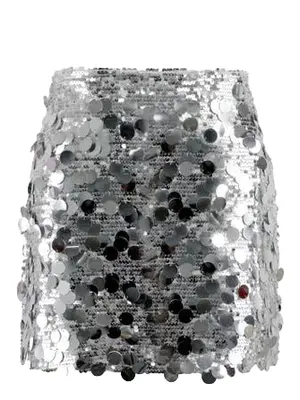 LOLA + THE BOYS Magic Paillette Mini Skirt Silver