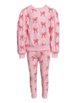 LOLA + THE BOYS Ribbon Puff Sleeve Set - Pink