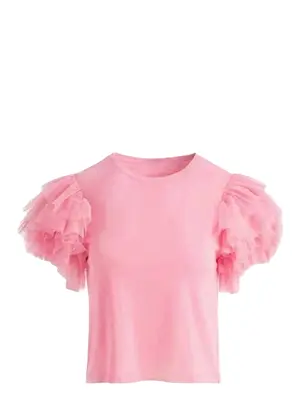 LOLA + THE BOYS Ruffle Sleeve Tee - Pink
