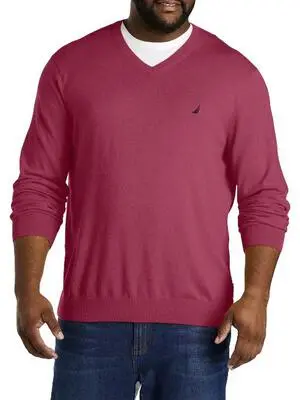 NAUTICA Nautica Big & Tall Navtech Crewneck Sweater Deep Fuchia Heather