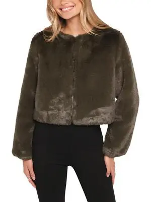 PETAL & PUP Minnie Faux Fur Jacket - Forest Green