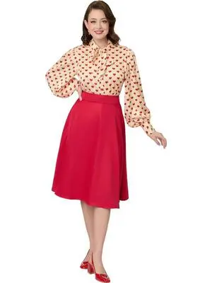 Unique Vintage Unique Vintage Vivien Swing Skirt Solid Red