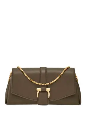 FERRAGAMO Front Flap Crossbody Bag - Grey