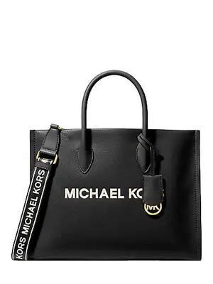 Michael Kors Mirella Medium Pebbled Leather Tote Bag - Black