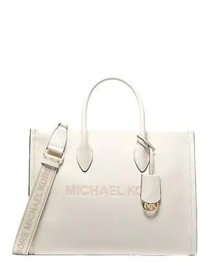 Michael Kors Mirella Medium Pebbled Leather Tote Bag - Natural