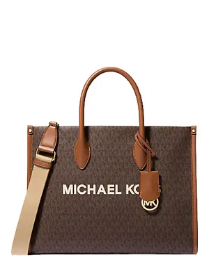 Michael Kors Mirella Medium Signature Logo Tote Bag - Brown