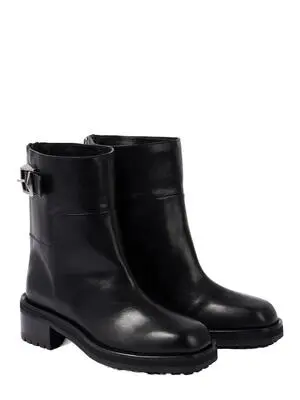 JIMMY CHOO Leather Ankle Boots - Black