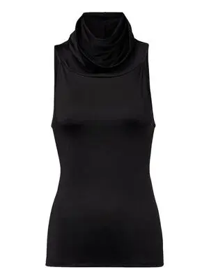 Victoria Beckham Sleeveless Draped Jersey Top - Black