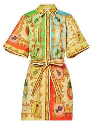 ALEMAIS Alémais La Musica Printed Linen Shirt Dress - Multicoloured