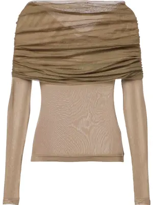 Christopher Esber Sonora Veiled Ruched Top - Green