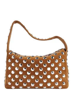 Khaite Elena Studded Suede Shoulder Bag - Brown