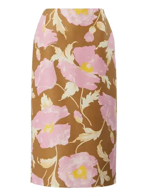 La DoubleJ Floral Wool-blend Cady Pencil Skirt - Multicoloured