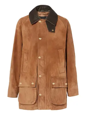 NILI LOTAN Nili Lotan Kedem Leather-Trimmed Suede Jacket